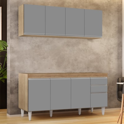 Armário Aéreo Nevada e Balcão Para Pia 160cm Arkansas Branco - Lumil - MPozenato