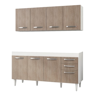 Armário Aéreo Nevada e Balcão Para Pia 160cm Arkansas Castanho/Preto - Lumil Móveis - MPozenato