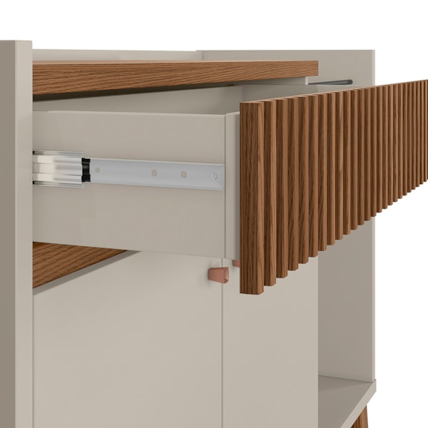 Balcão Buffet 133cm Bar Espelhado 2 Portas 1 Gaveta Luke L06 Freijó/Off White - Mpozenato ...