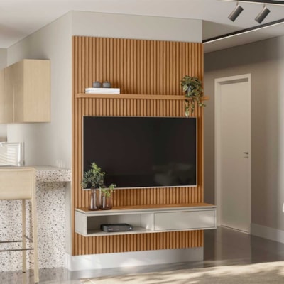 Rack Bancada de TV 50 Polegadas Rebu L06 Nature/Off White - Mpozenato - MPozenato