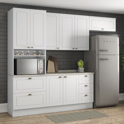 Cozinha Modulada Completa 280cm 5 Peças 8 Portas 3 Gavetas Americana ...