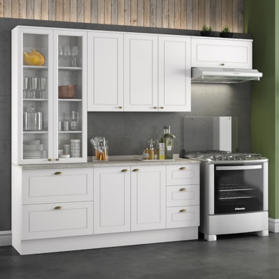 Cozinha Modulada Completa 280cm 5 Peças 8 Portas 3 Gavetas Americana ...