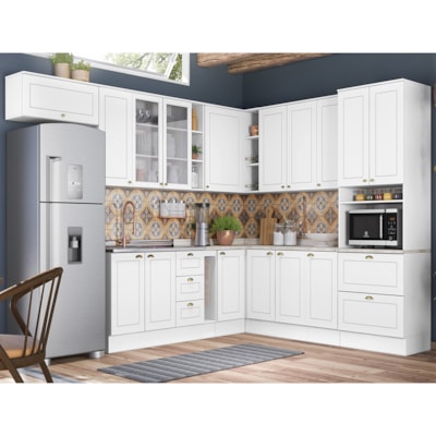 Cozinha Modulada Completa 280cm 5 Peças 8 Portas 3 Gavetas Americana ...