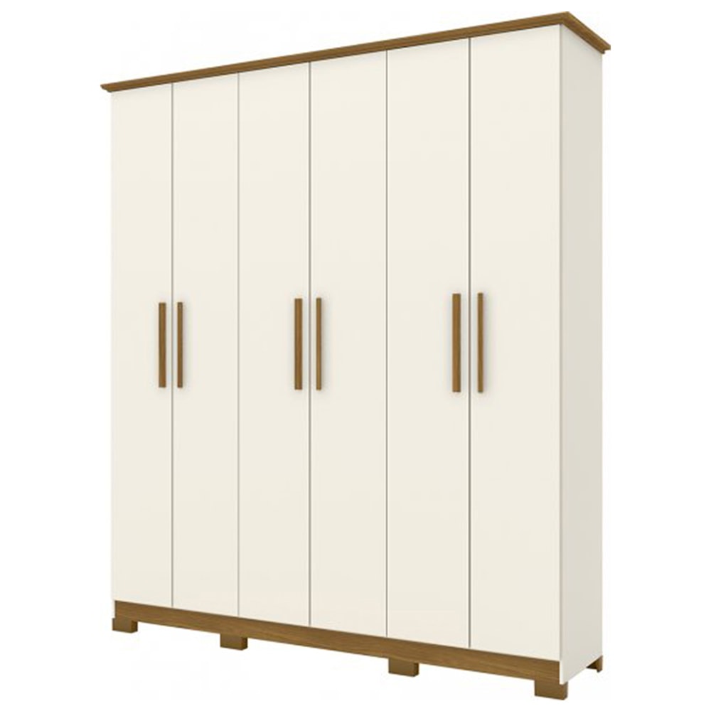 Guarda Roupa Solteiro 6 Portas de Abrir H02 Unik Off White/Nature ...