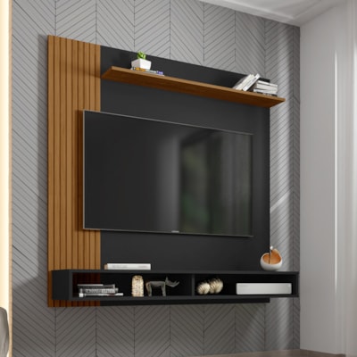 Painel Suspenso Para TV Até 48 Polegadas Navi Preto Fosco/Ripado - Bechara - MPozenato