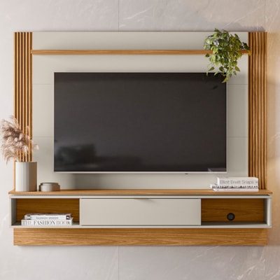 Rack Bancada de TV 50 Polegadas Rebu L06 Nature/Off White - Mpozenato - MPozenato