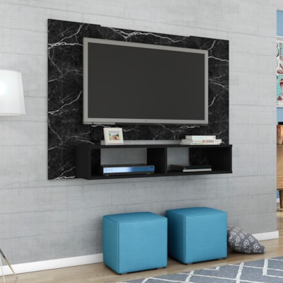 Painel Suspenso Para TV Até 48 Polegadas Navi Preto Fosco/Ripado - Bechara - MPozenato