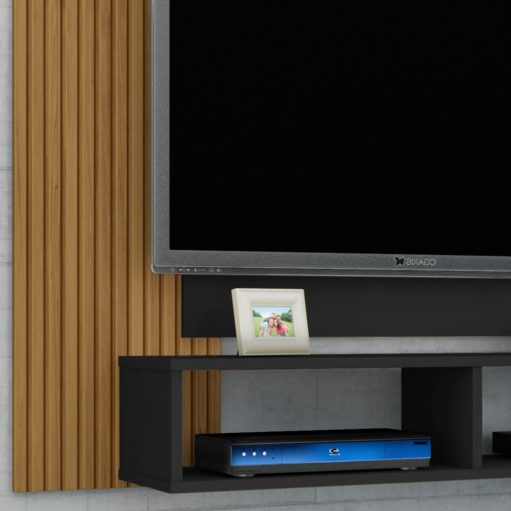 Painel Suspenso Para TV Até 48 Polegadas Navi Preto Fosco/Ripado - Bechara - MPozenato