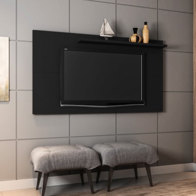 Painel Suspenso Para TV Até 48 Polegadas Navi Preto Fosco/Ripado - Bechara - MPozenato