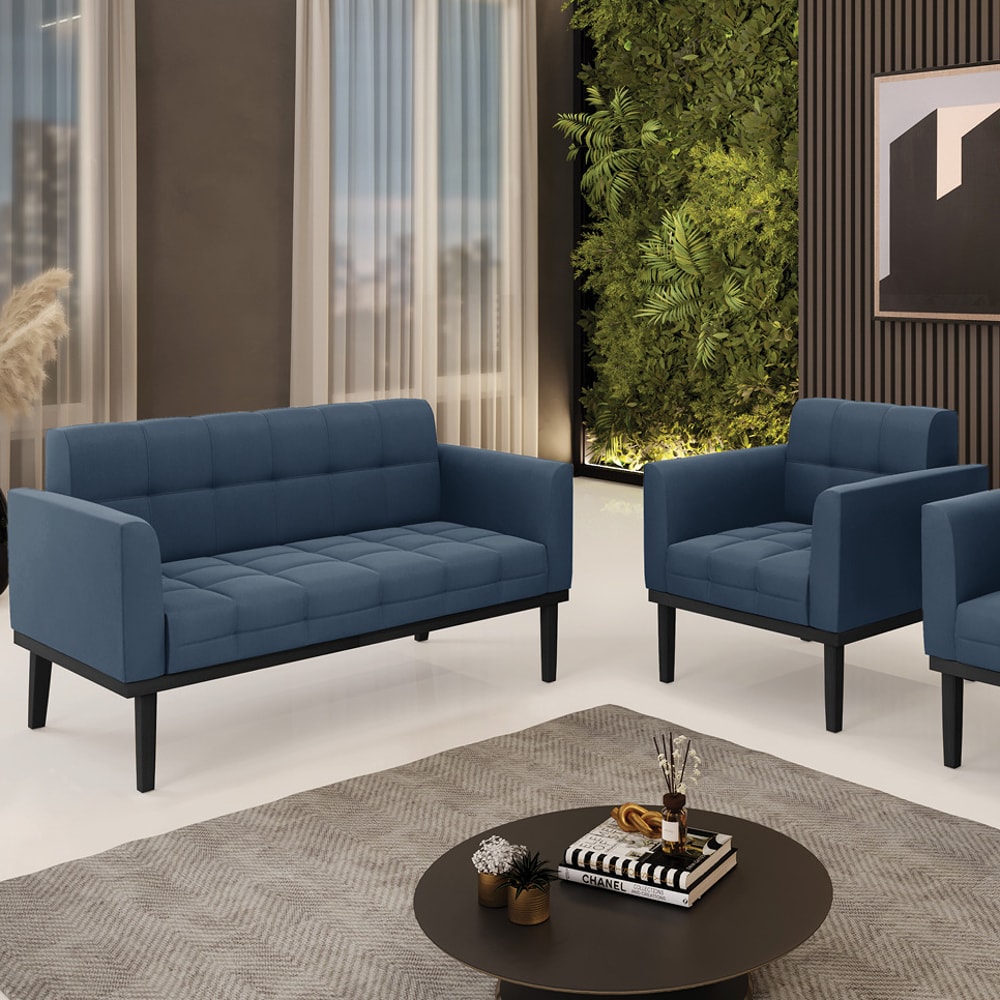 Blue suede sofa set store